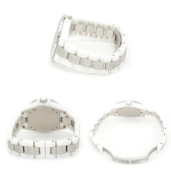 CHANEL H1422 J12 Automatic Double Diamond Bezel White Dial Ceramic Men ...